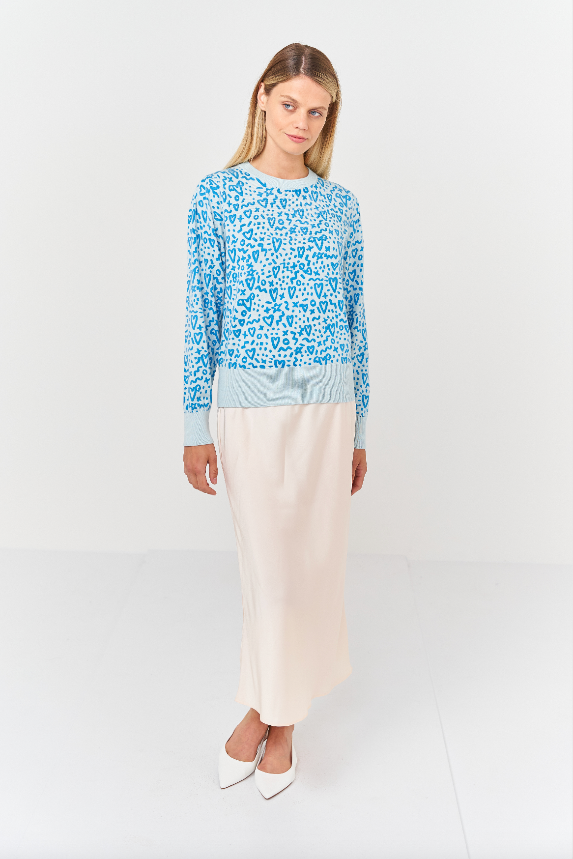Doodle Print Puff Sleeve Jumper – Brodie Cashmere